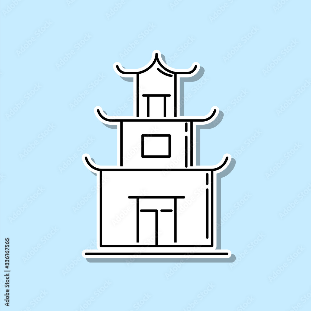 Dharmachakra, wheel of dharma sticker icon. Simple thin line, outline ...