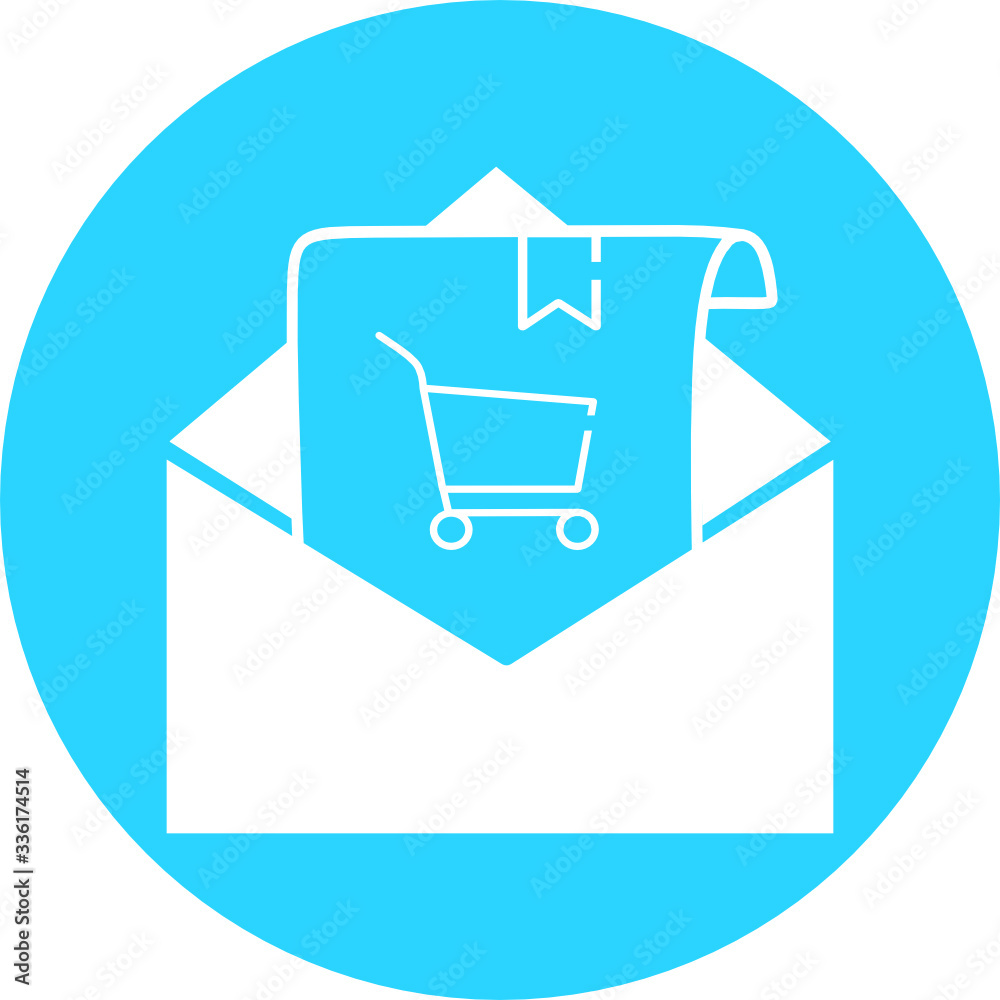 Email in blue circle icon. Open envelope pictogram. Mail symbol, email ...