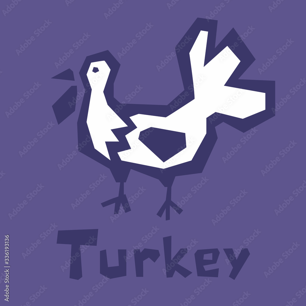 Turkey flat icon for web, mobile and infographics. Primitive style ...