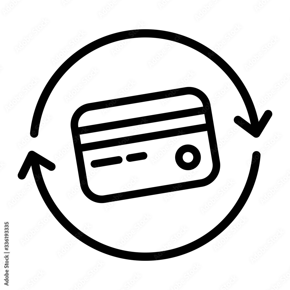 Credit card sync icon illustration. Bank card icon. Update, refresh ...
