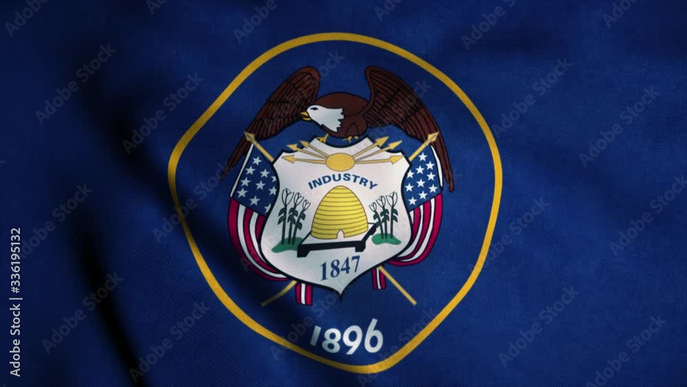 Utah flag waving in the wind. USA state flag. Sign of Utah seamless ...