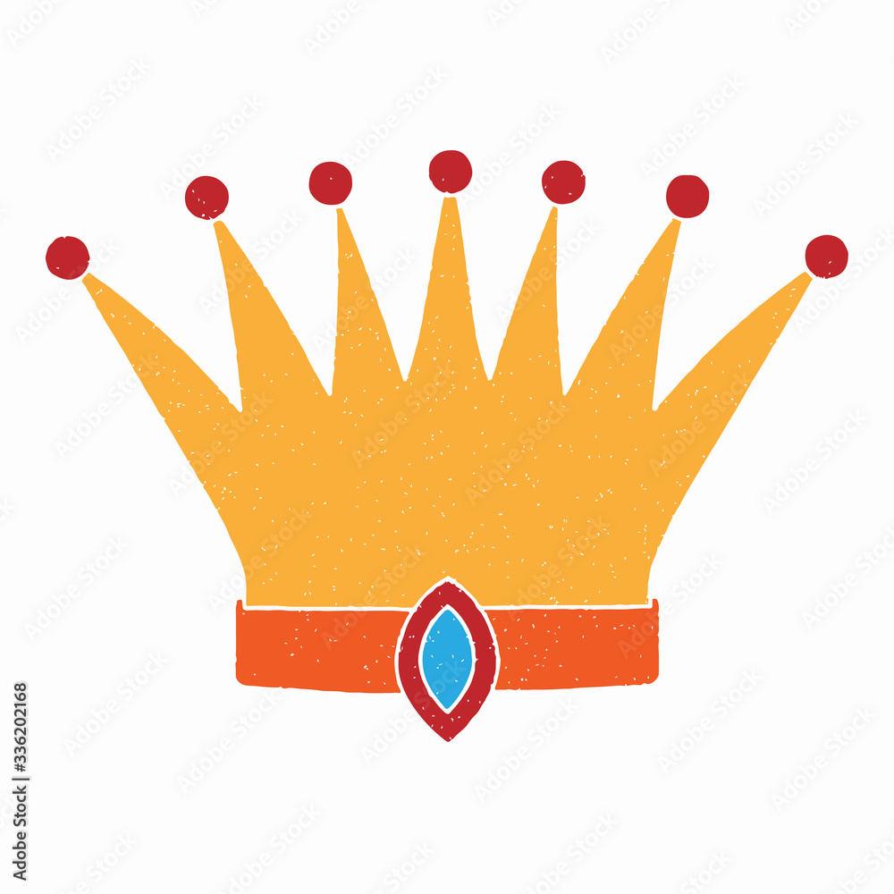 Vetor de crown vector design. digital hand drawn style. grain texture ...