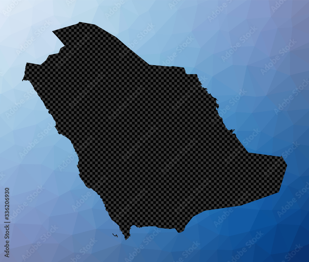 Saudi Arabia geometric map. Stencil shape of Saudi Arabia in low poly ...