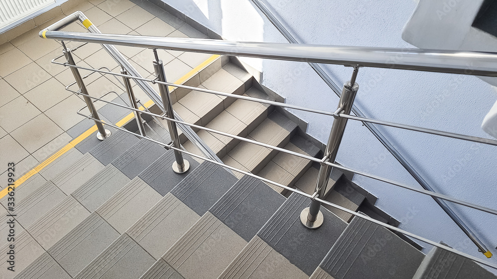 Staircase at the entrance of a multi-storey building. Steps of stairs ...