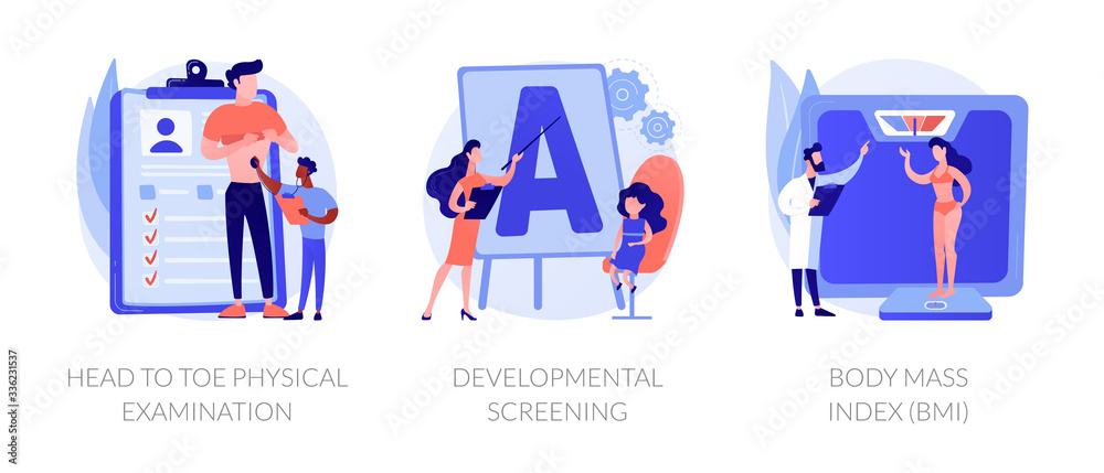 Poster General health check up icons cartoon set – Wall Art | UkPosters