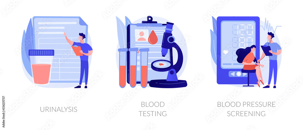 Clinical laboratory analysis icons cartoon set. Health examination ...