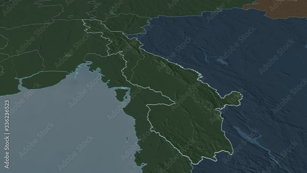 Video Stock Kayin, state with its capital, zoomed and extruded on the ...