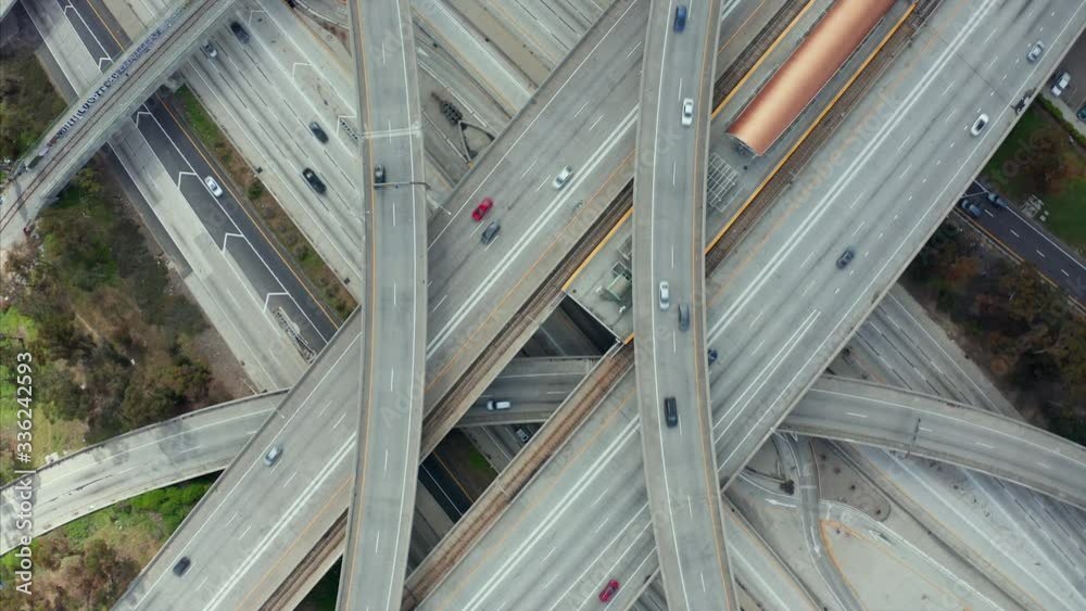 AERIAL: Spectacular Overhead Shot of Judge Pregerson Highway showing ...