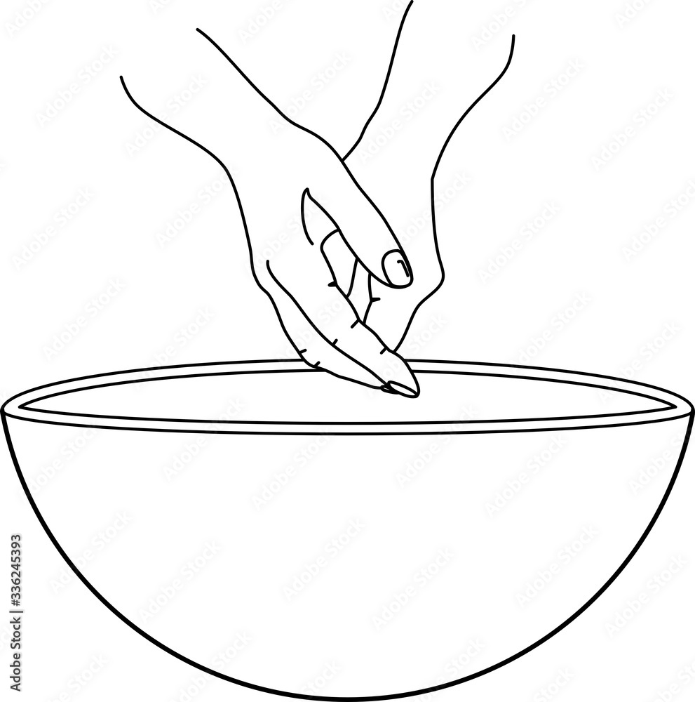 Hand washing line drawing vector of hands scrubbing above a sink Stock ...
