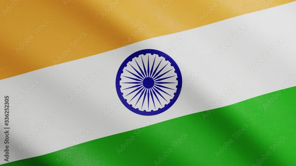 Flag of India with Realistic Fabric Texture Waving in the Wind. Indian ...