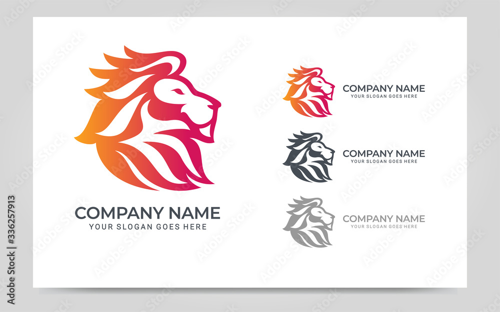 Colorful Modern Lion Head Logo Symbol Design. Graphic vector ...