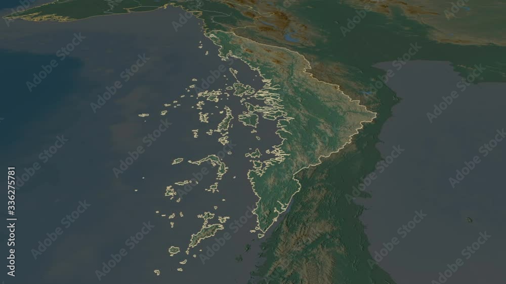 Tanintharyi, division with its capital, zoomed and extruded on the ...