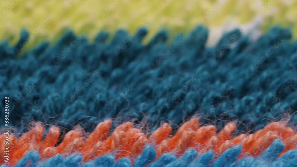 Microfiber texture with soft big pile. Side view texture of orange and ...