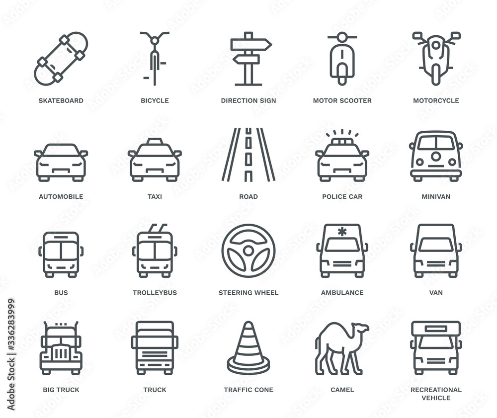 Road Transport Icons Stock Vector | Adobe Stock
