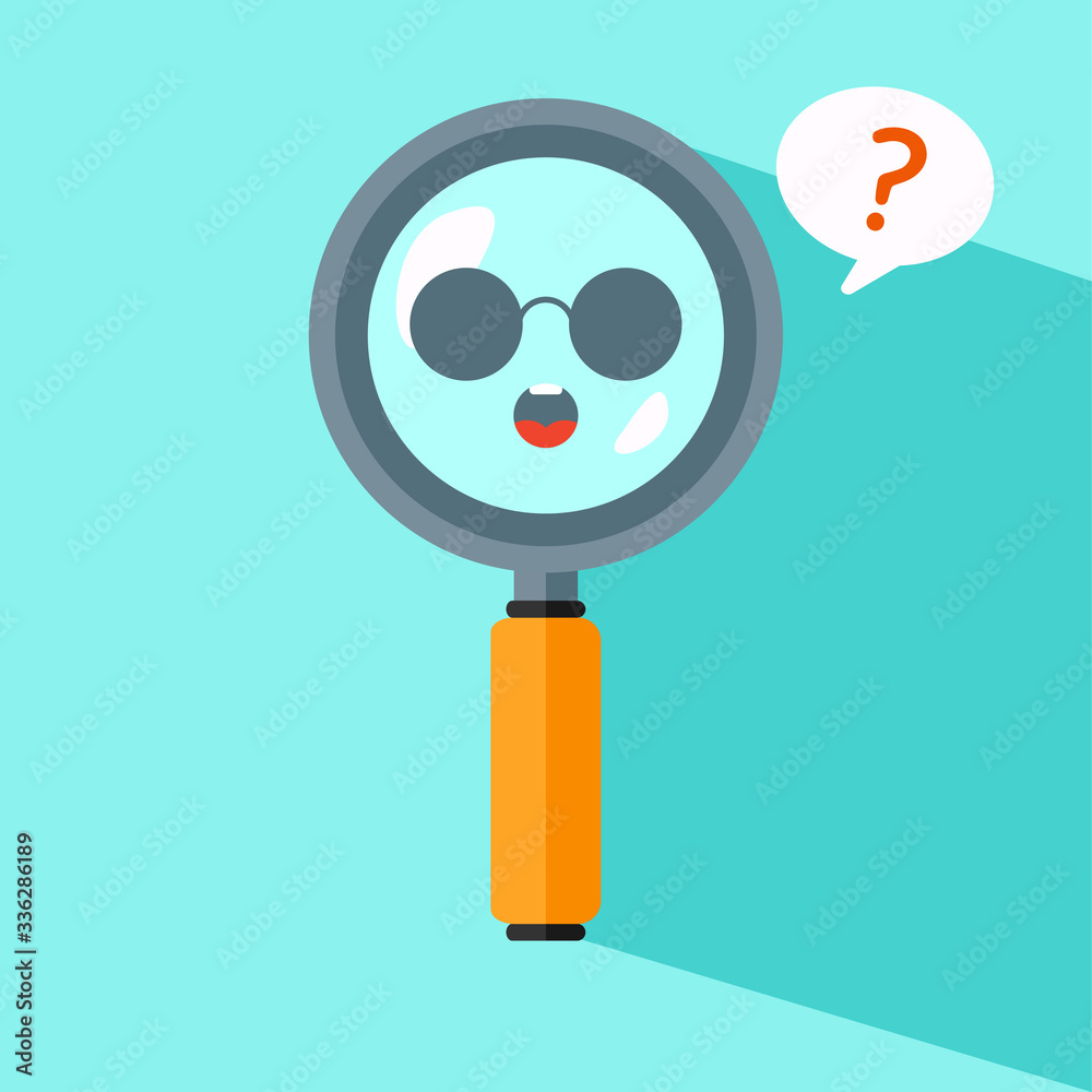 cute and kawaii magnifer character. Vector magnifying glass icon ...