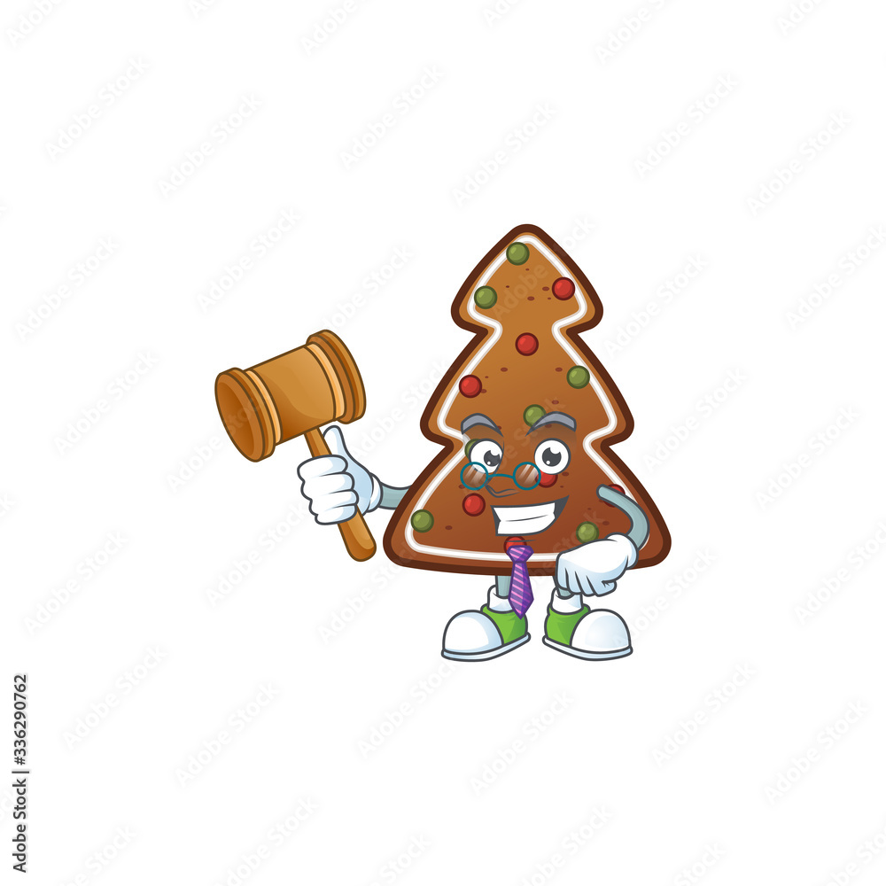 Charismatic Judge gingerbread tree cartoon character design with ...