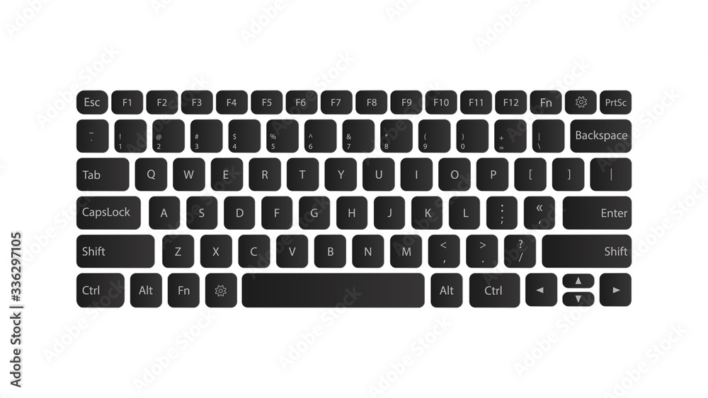 Black keyboard layout. The layout of the keyboard buttons. Isolated ...