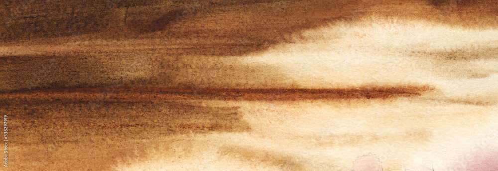 Abstract watercolor background of brown shades with horizontal lines ...