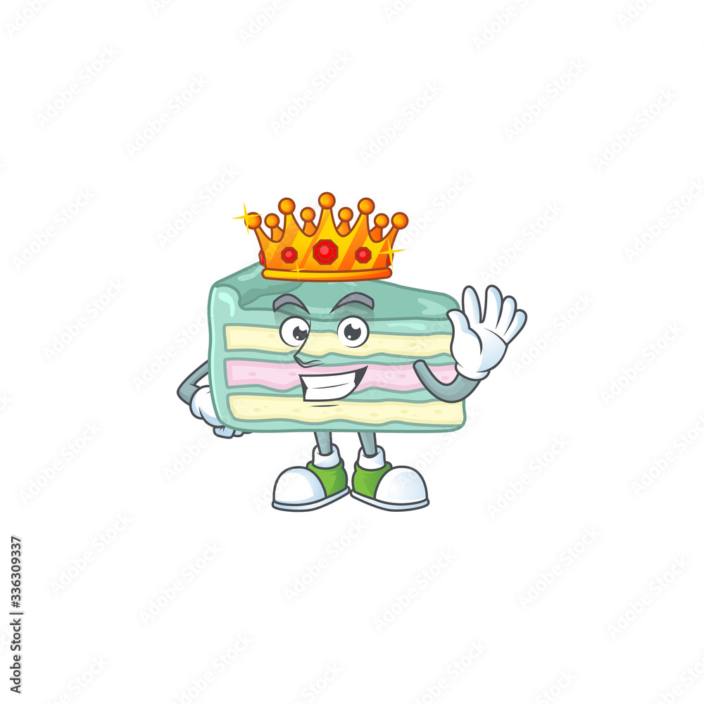 The Charismatic King of vanilla slice cake cartoon character design ...