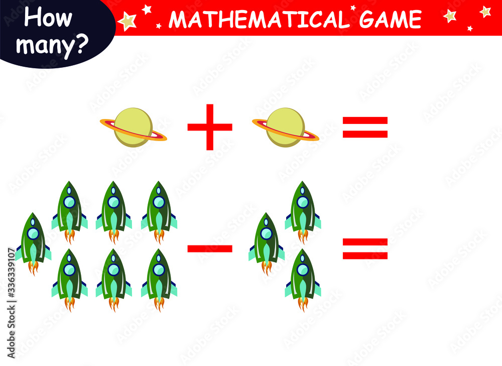 examples of addition and subtraction with cosmic elements (red rocket ...