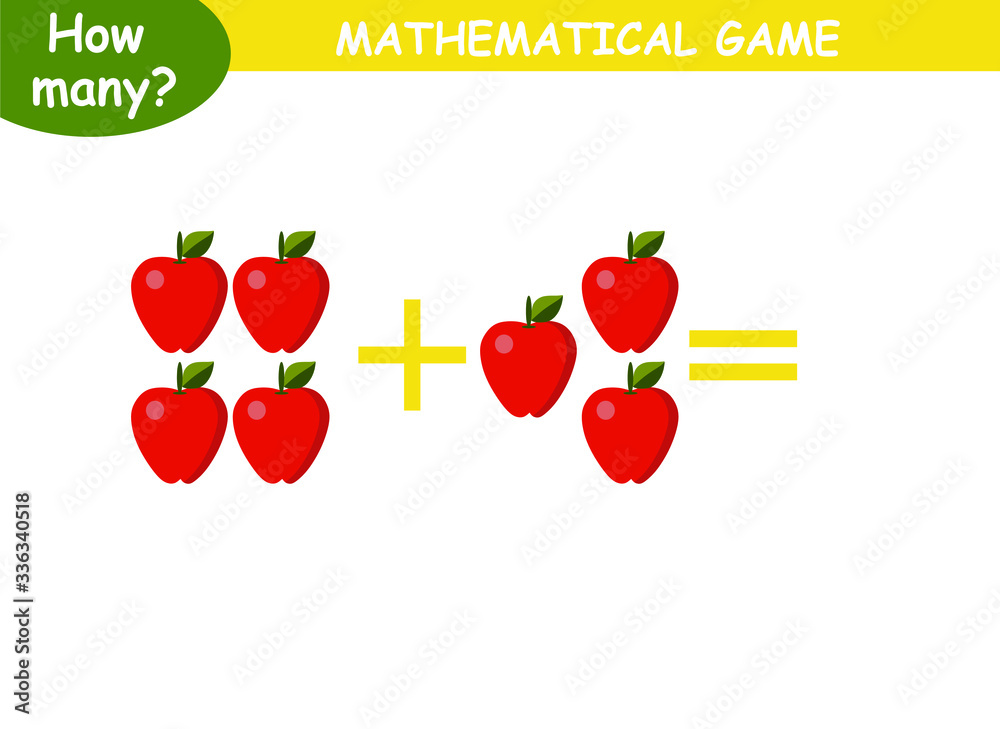 examples of addition with fruits and vegetables. educational page with ...