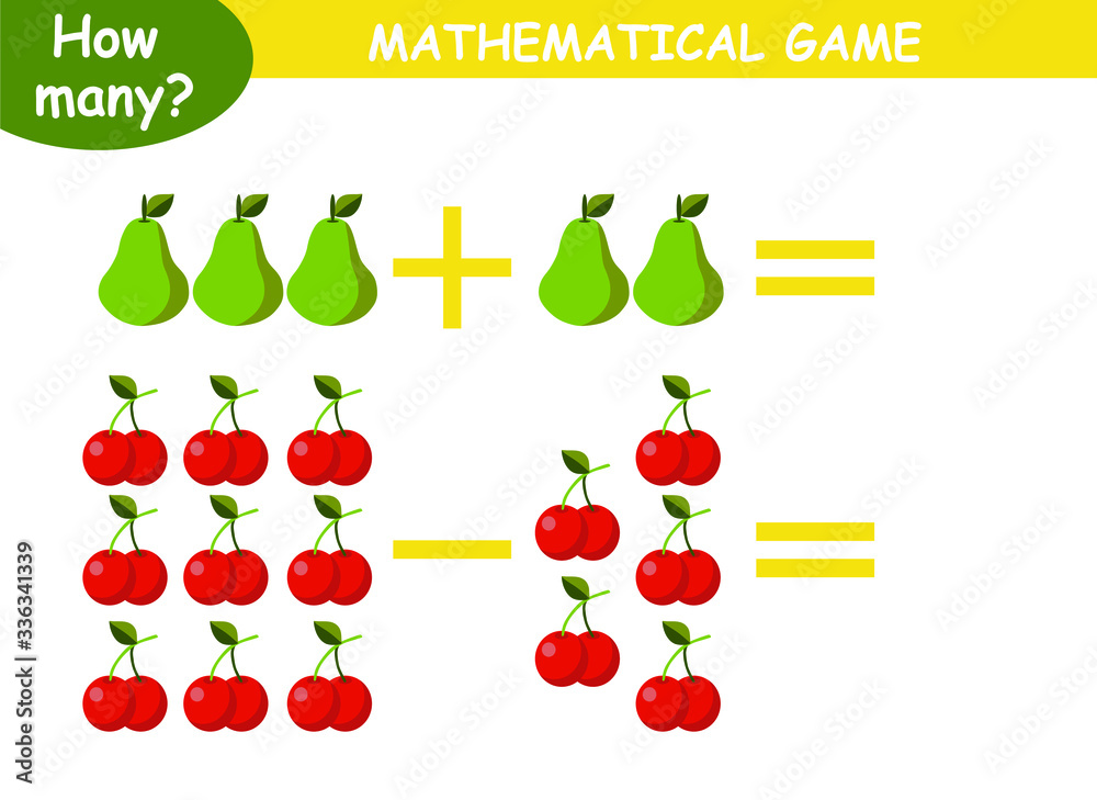 examples of addition and subtraction with fruits and vegetables ...