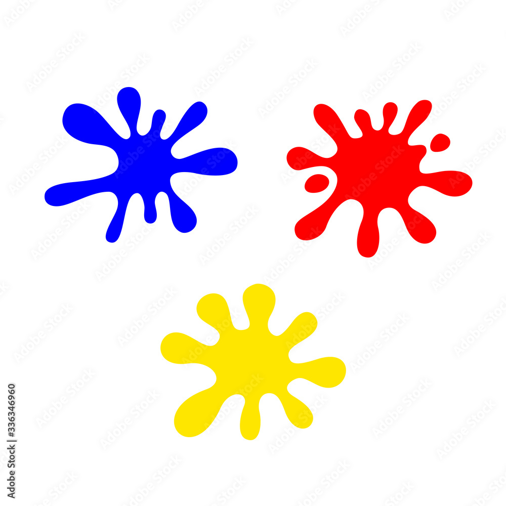 blue red and yellow primary colors isolated on white background ...