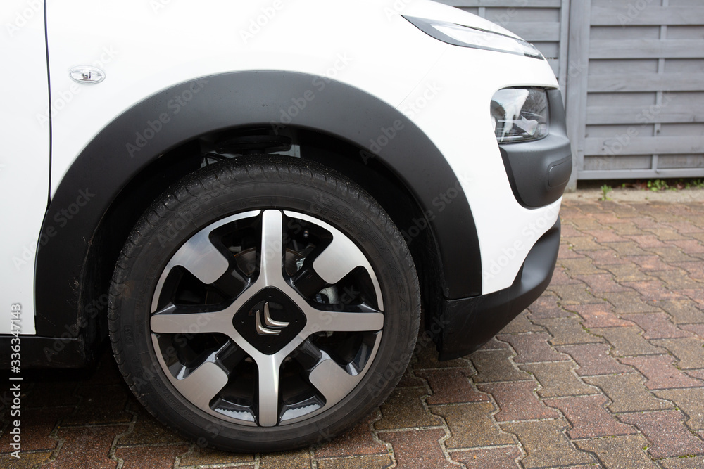 Citroen logo sign alloy wheel with goodyear tire foto de Stock | Adobe ...
