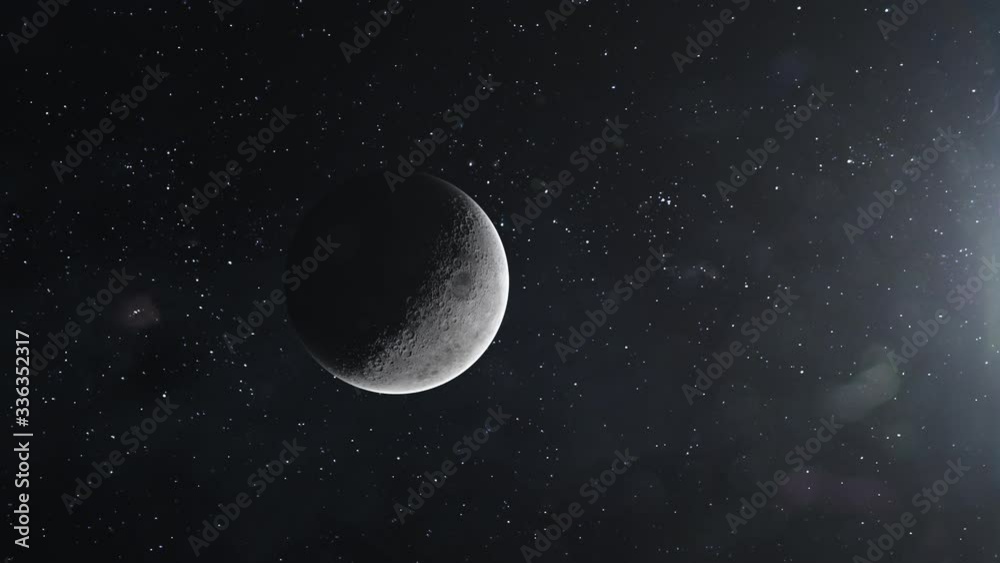Vidéo Stock 4K Half Moon Background / Realistic moon / The Moon is an ...