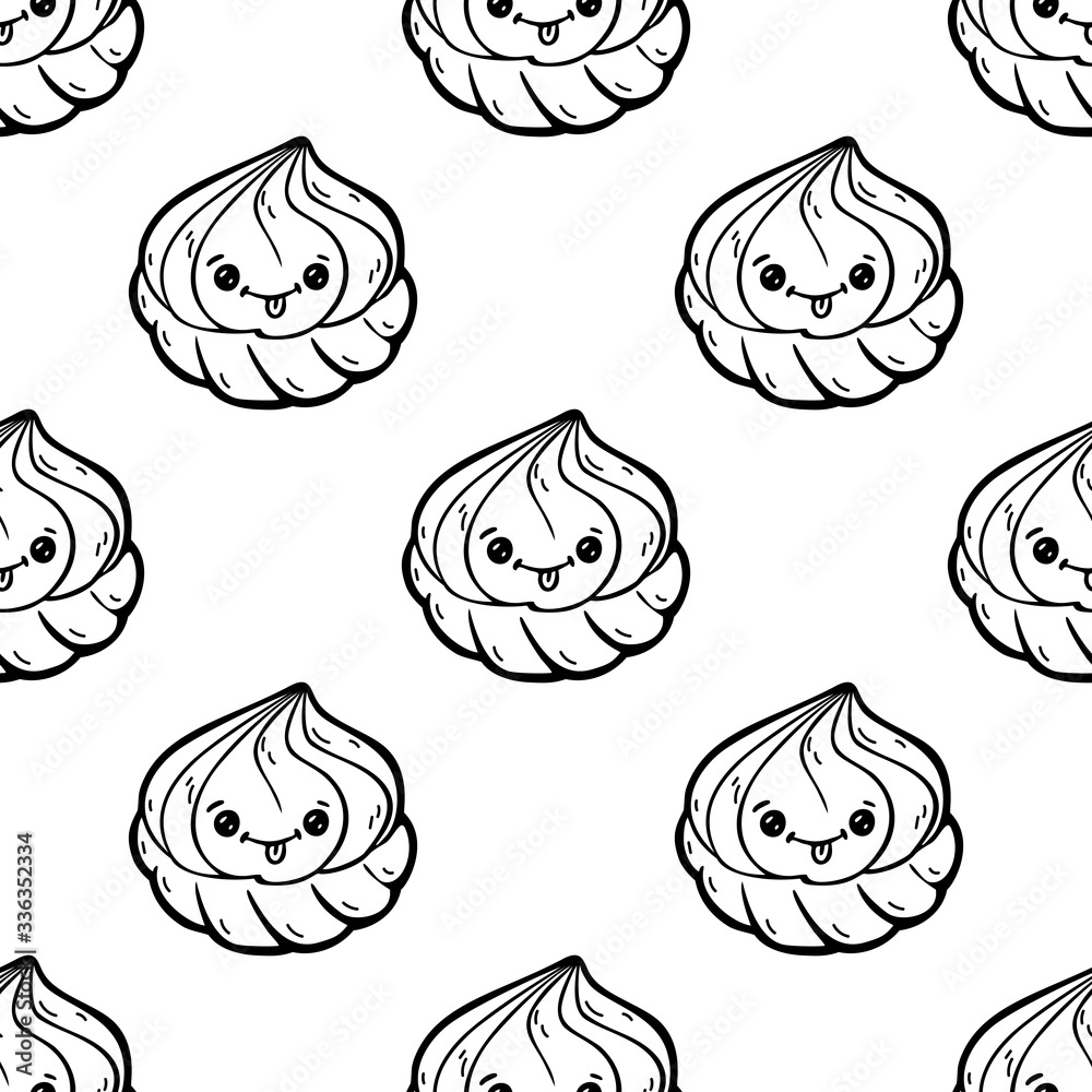 Kawaii cartoon style doodle characters zephyr, funny seamless pattern ...