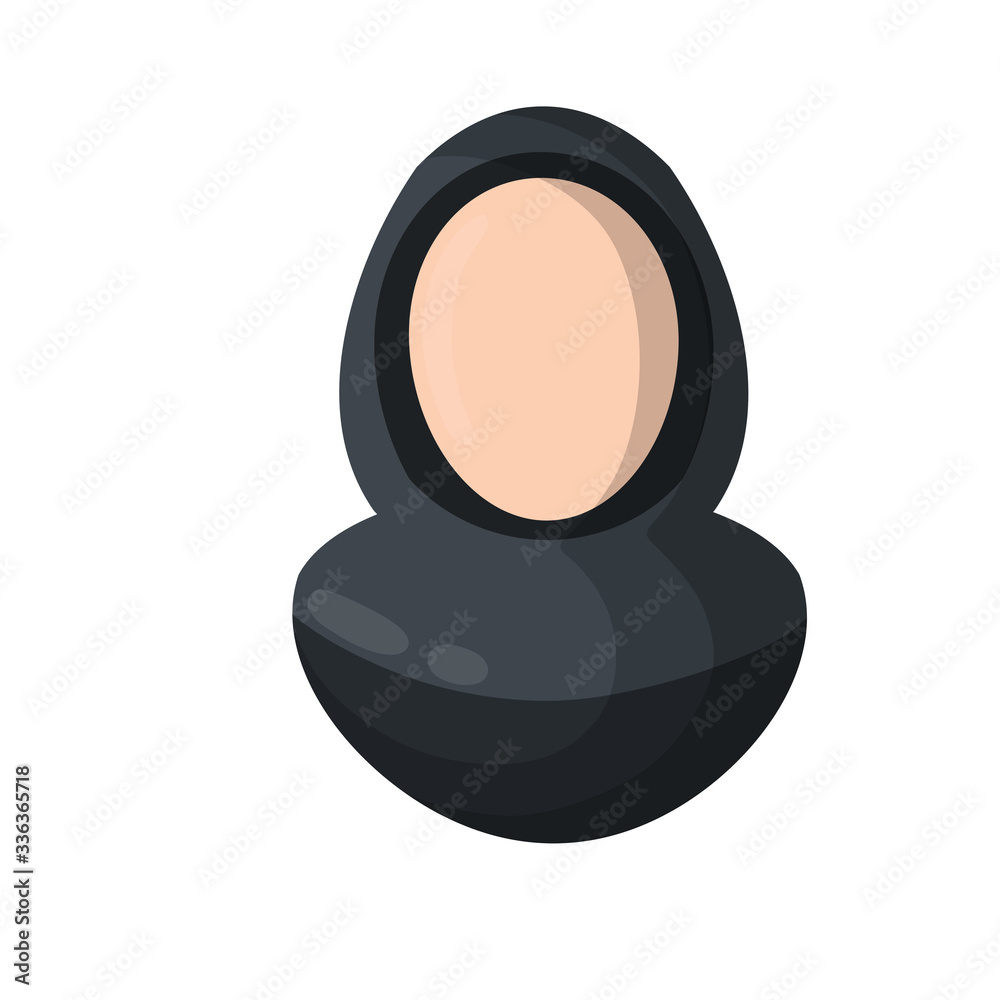 Arab woman in hijab. Eastern islam culture and clothing. Flat icon ...