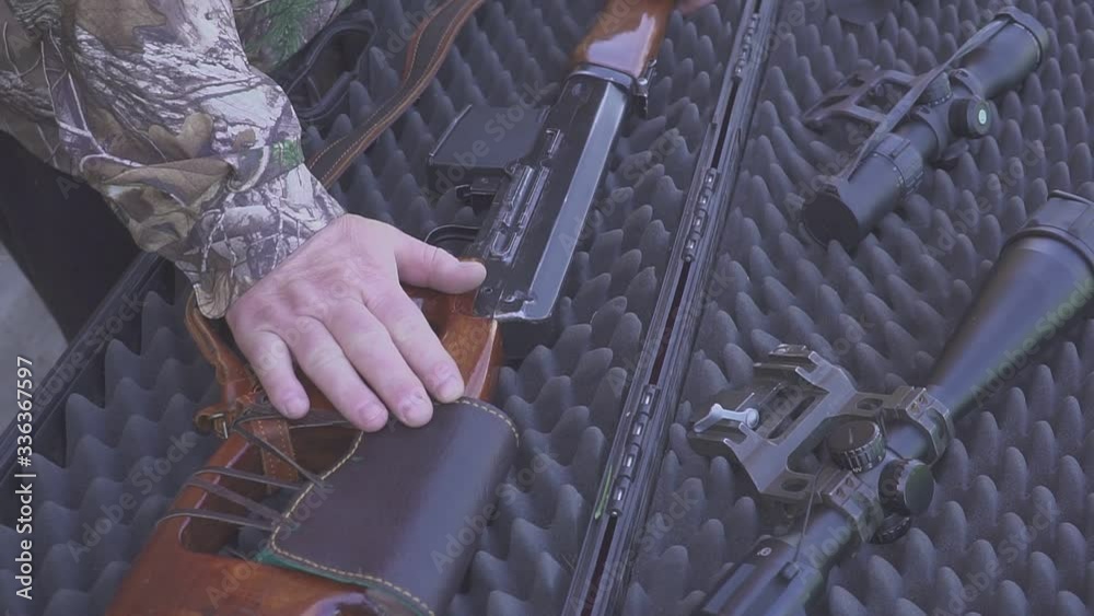 sniper rifle in a case and sniper hands Stock Video | Adobe Stock