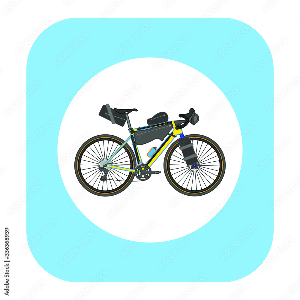 Touring bike vector illustration with saddlebag, frame bag and ...