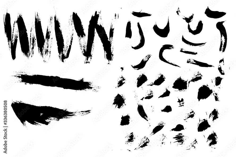 paintbrush line stroke. banner art ink black of stain splash dirty ...