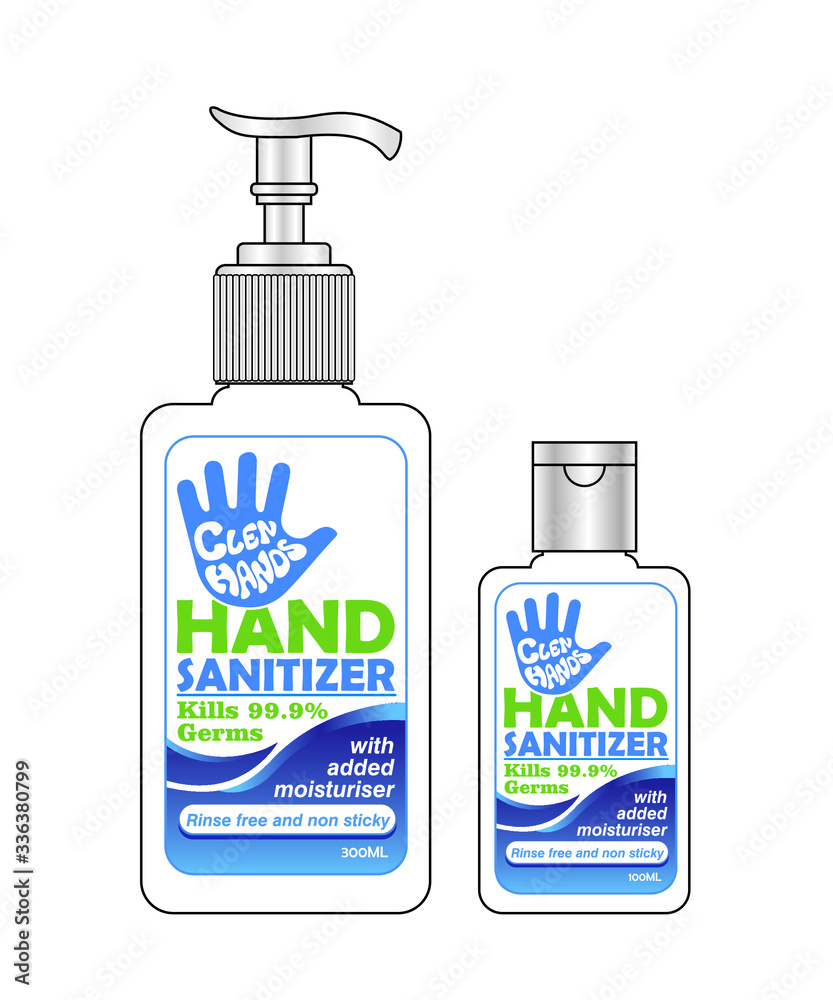 Hand sanitizer label design vector graphic template for packaging ...