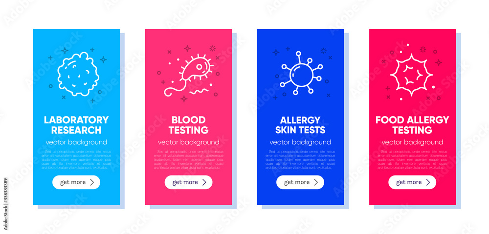 Set of colorful banner template for medical research, clinical ...