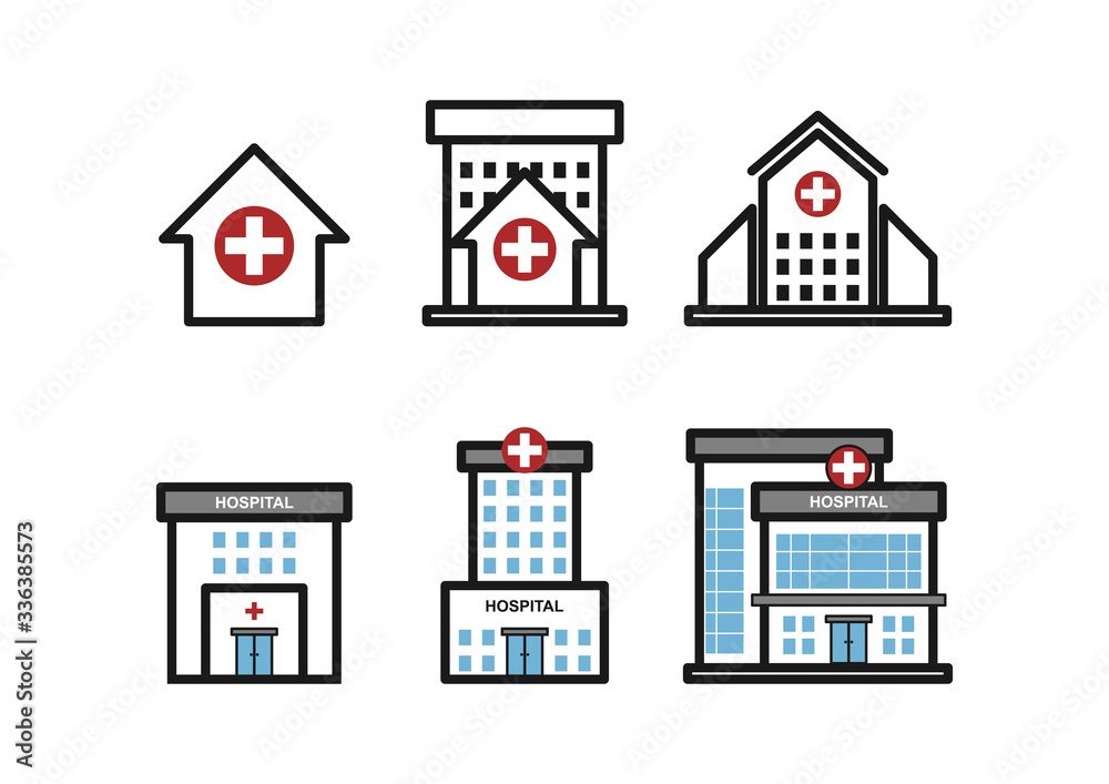 Set of hospital building icons for infographic resources. Modern ...
