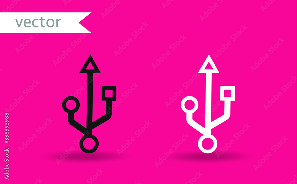 Usb vector icon, symbol. White and black vector desgin. Modern, simple ...