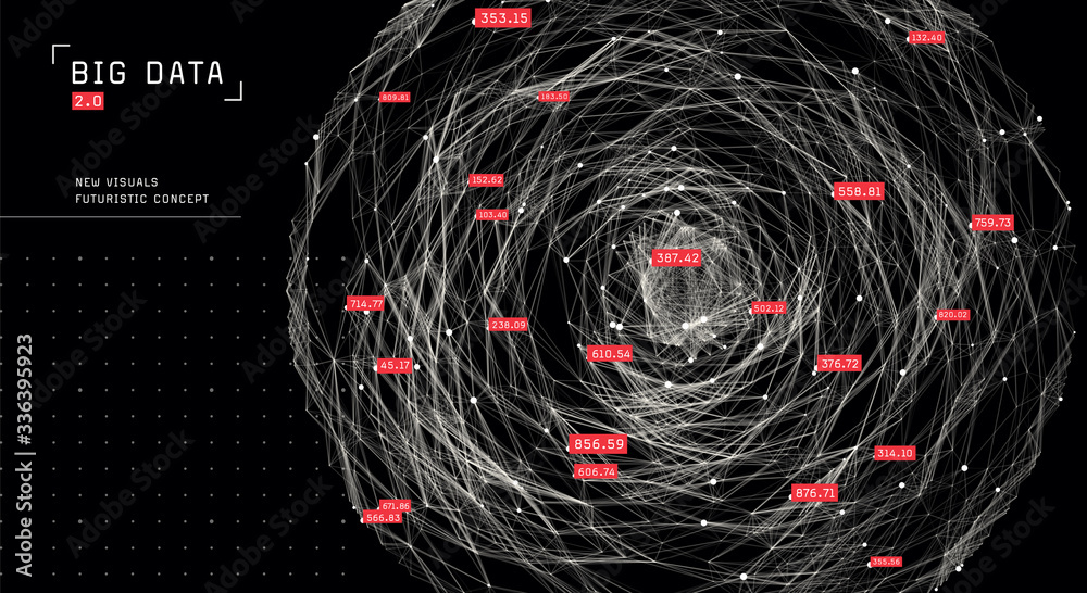Big data concept visualization. Abstract diagram of connected nodes ...