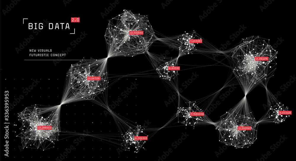 Abstract big data visualization. Futuristic tech background. Cloud ...