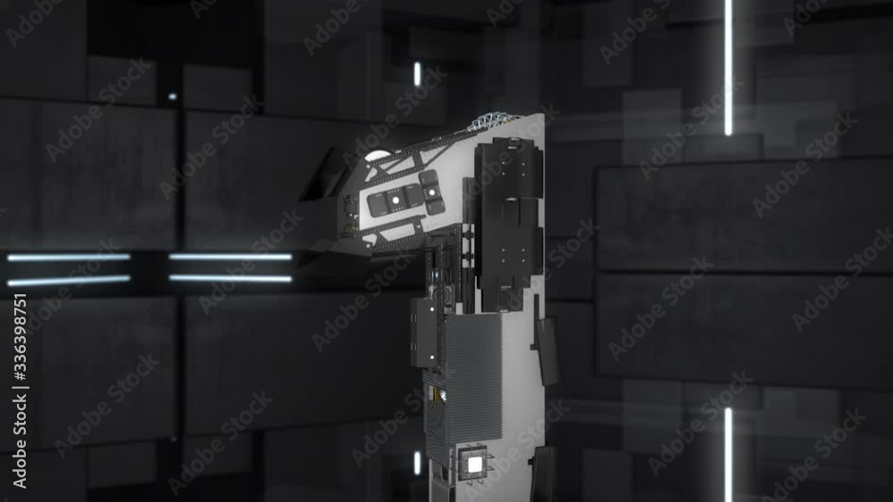 Animation of moving futuristic mechanism. Animation. Moving details of ...