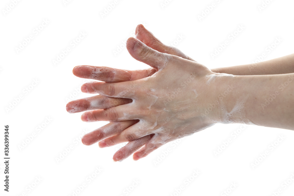Standard action for hand washing with foam disinfectant hand sanitizer ...