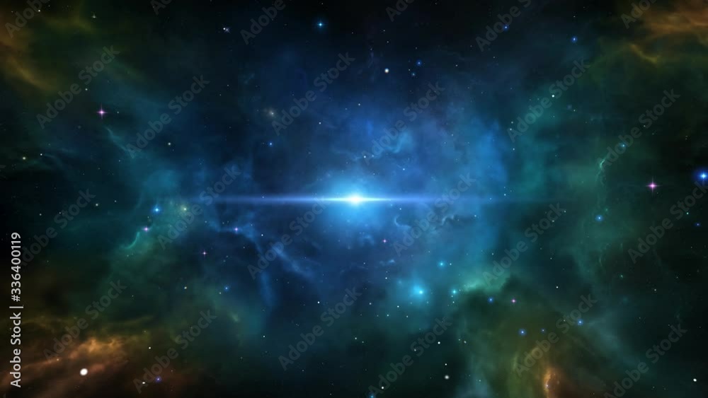 Traveling through mysterious space inside the nebula, wonderful cave ...