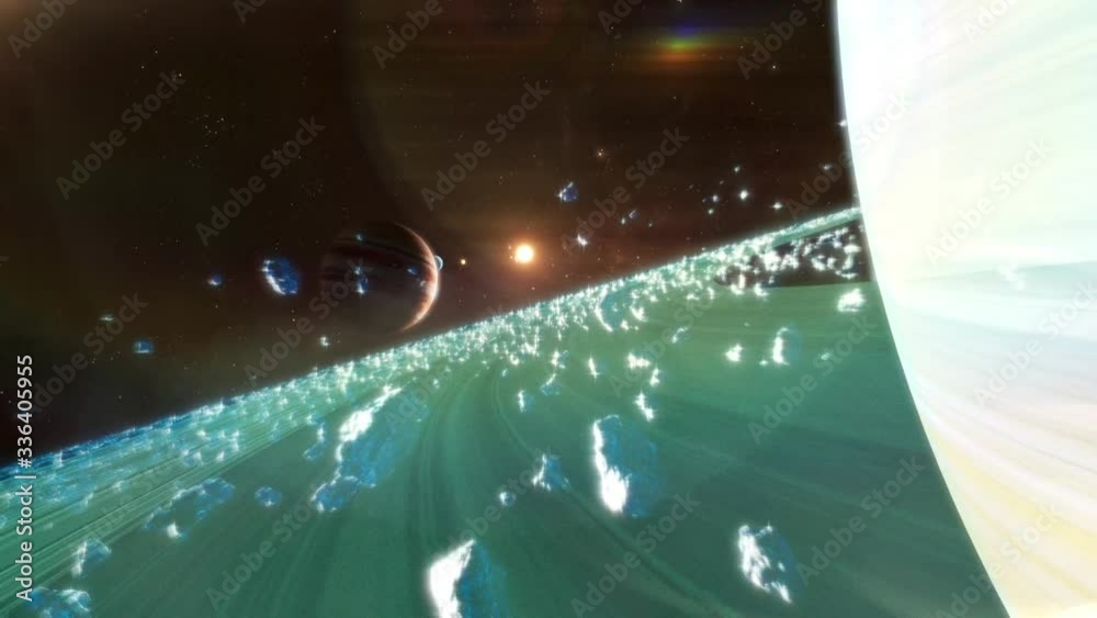 Vidéo Stock Panoramic view of the sun and orbiting planets in the solar ...