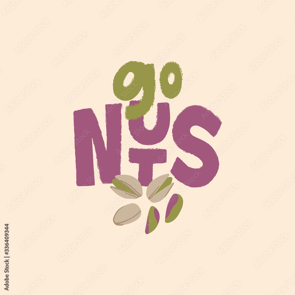 play on words illustration with cute lettering. go NUTS! Cute vector ...