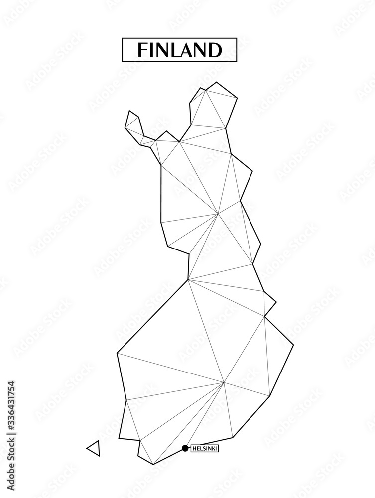 Polygonal abstract map of Finland with connected triangular shapes ...