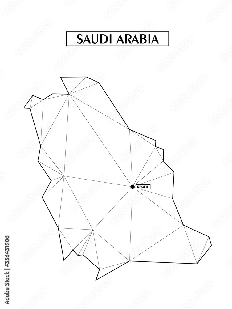 Polygonal abstract map of Sudi Arabia with connected triangular shapes ...