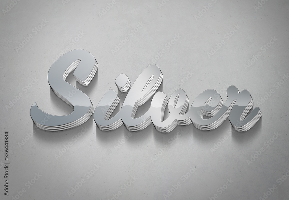 3D Silver Text Effect Style Mockup Stock Template | Adobe Stock