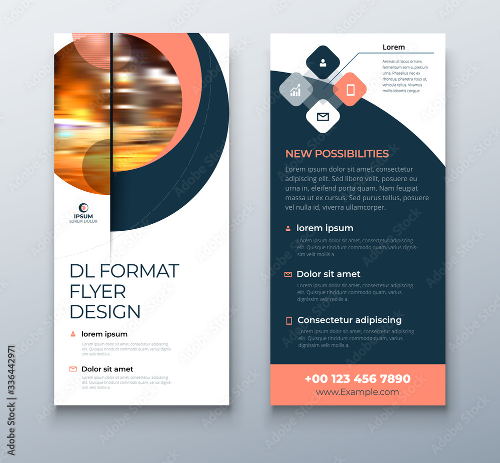 DL Flyer design. Coral business template for dl flyer. Layout with ...