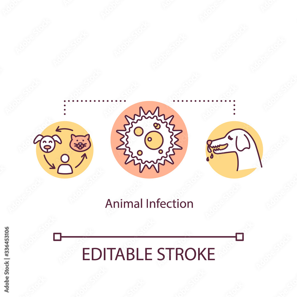 Animal infection concept icon. Illness transmitted by pets. Zoonoses ...